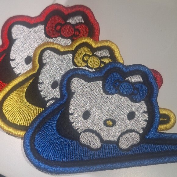 custom Embroidery | Art | Embroidery Hello Kitty 3 Pack Ironon Patches ...